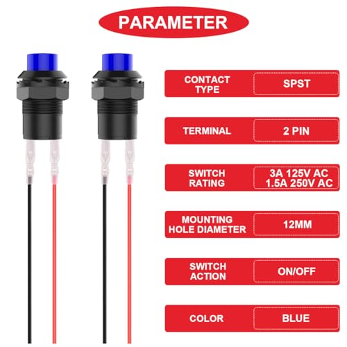 MKBKLLJY 12mm Mini Latching Push Button On Off Switch 250V 1.5A 125V 3A ...