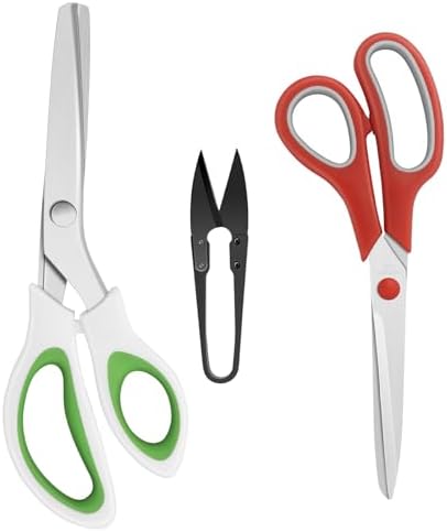 Uaugulft Pinking Shears Set, Sharp Stainless Steel Blades, Zig Zag ...