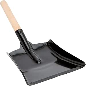 PNJB Ash Shovel Muddy Hands Large Dustpan, Black Metal Steel Fireplace ...