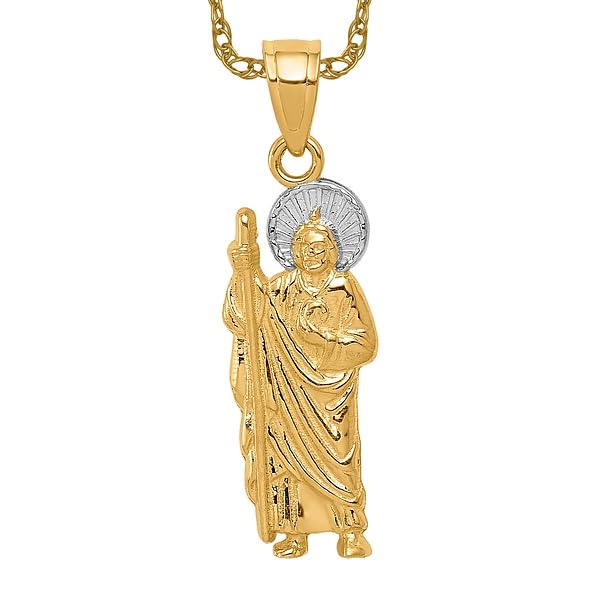 St Jude Pendant 14K Solid Yellow Gold San Judas Tadeo St Jude Symbol ...