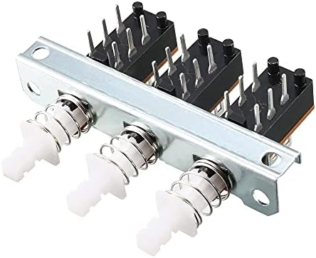 uxcell Interlock Push Button Switch Piano Type DPDT 6 Pin 3 Row ...