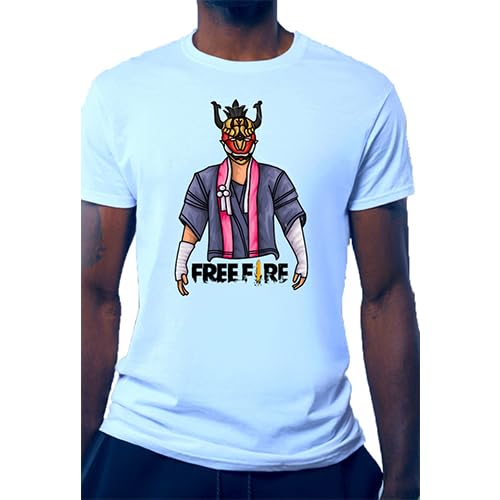 Buy Men’s White Half Sleeve Free-Fire Printed ff T-Shirt (XS, FF T ...