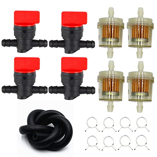 494768 698183 Lot de 4 filtres à gaz à carburant 6,35 mm, vanne d'arrêt, conduite de carburant ...