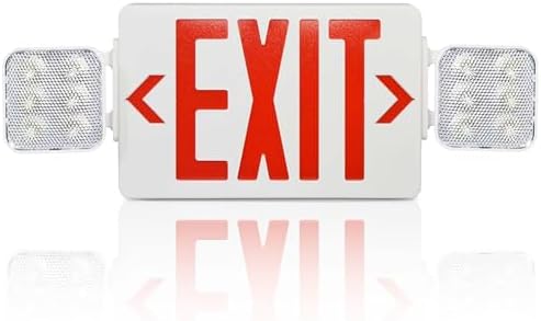LED Combo Exit Sign Emergency Light, Double Sided with Two LED Flood ...