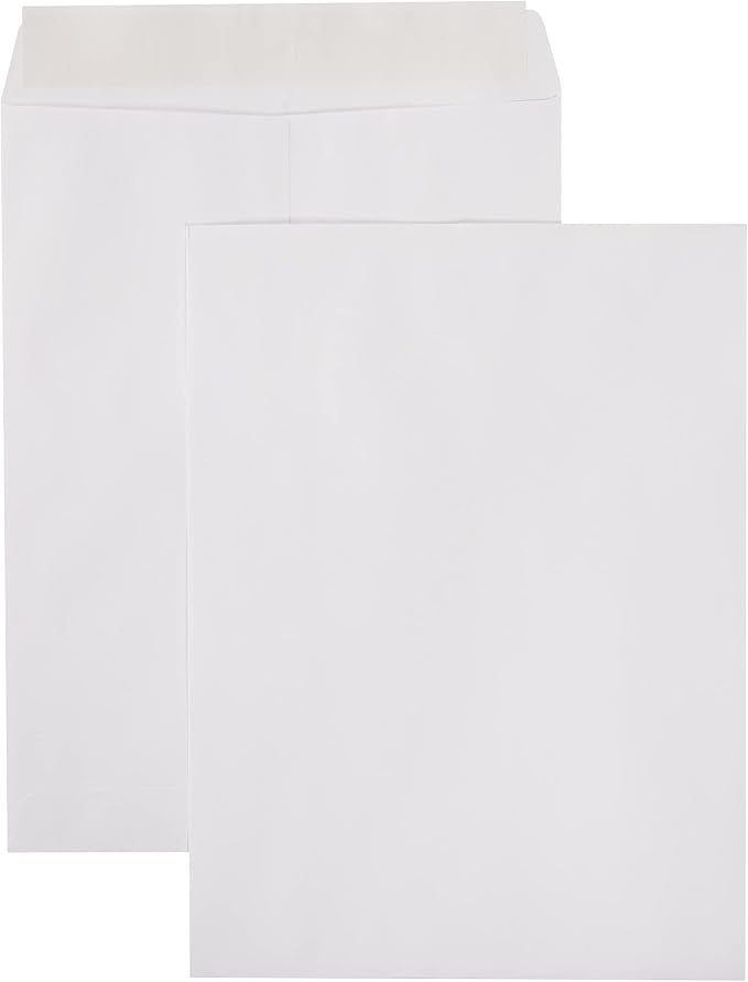 AmazonBasics Catalog Mailing Envelopes, Peel & Seal, 9x12 Inch, White ...