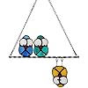 Amazon.com: Multicolor Owl on a Wire Stained Glass Window Hanging, Bird ...