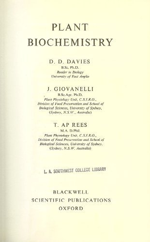 Plant Biochemistry (Botanical Monographs): 'DAVID DENZIL, ETC. DAVIES ...