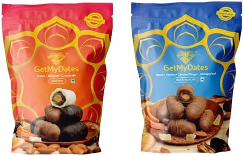 GetMyDates Premium Assorted Dates Chocolate with Roasted Almond, Spicy ...