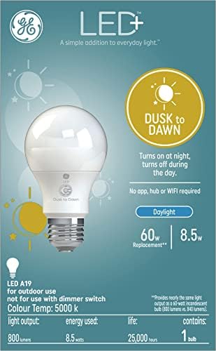 GE LED+ Dusk to Dawn Outdoor Light Bulb, Sunlight Sensors, Daylight ...