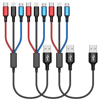 Amazon.com: Short Multi Charging Cable, (3Pack 1FT) Multi Charger Cable ...