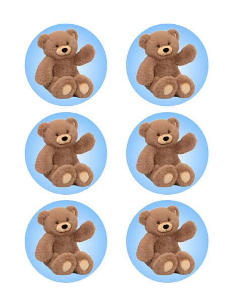 Amazon.com: 3" Round Pre-Cut Blue Teddy Bear Edible Image Cupcake ...
