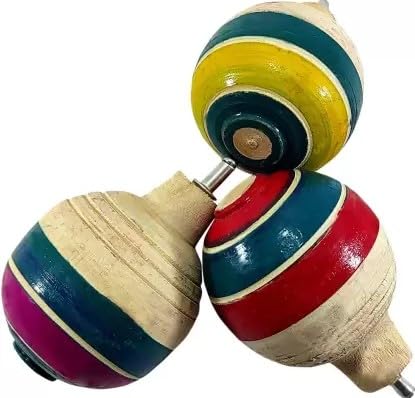 Buy (Pack of 3) Wooden Spinning Toys | Bambaram | Lattu | Latto ...