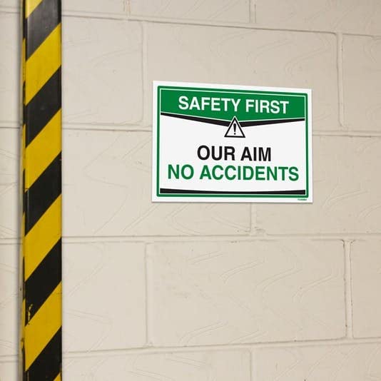 Safety First - Our aim no Accidents Sign Sticker.Waterproof Sticker ...