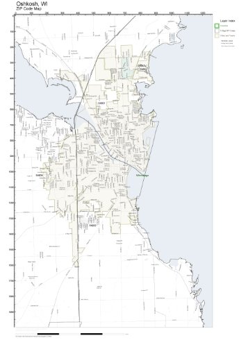 ZIP Code Wall Map of Oshkosh, WI ZIP Code Map Not Laminated: Amazon.com ...