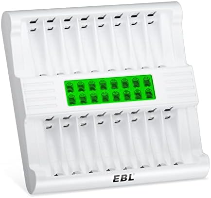 EBL Upgraded Smart 16 Slots Battery Charger with LCD Screen ...