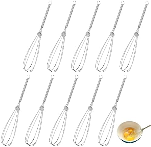 ZEONHEI 10 PCS 7 Inch Mini Whisks, Small Hand Whisk Stainless Steel ...