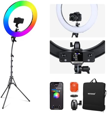 Amazon.com : Ring Light,19inch LED Ring Light with Stand &LCD Display ...
