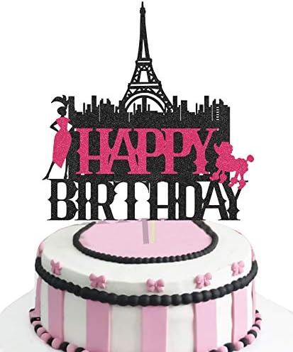 Amazon.com: 8 Pcs Paris Cake Topper Eiffel Tower Cake Topper with Happy ...