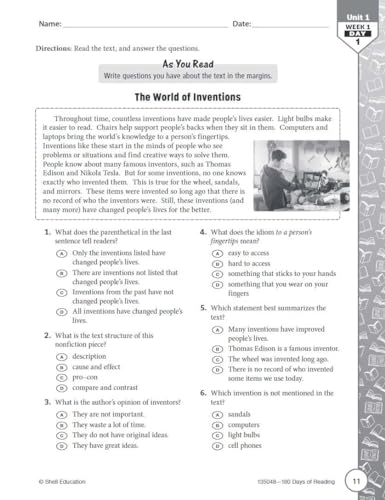 Snapklik.com : 180 Days Of Reading For Sixth Grade, 2nd Edition - Daily ...