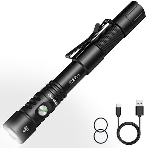 Dual-Power Rechargeable EDC Pocket Flashlight, 1200LM Dual-Switch ...