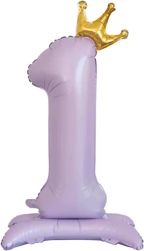 Amazon.com: 42 Inch Standing Purple Number 1 Balloons With Crown, 1st ...