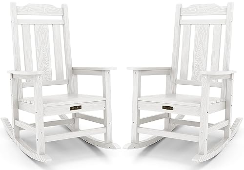Amazon.com: SERWALL Outdoor Rocking Chair White Set of 2 : Patio, Lawn ...