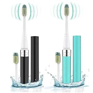 Amazon.com: Voom Sonic 2-Pack Hers & His Go 1 Series Travel Electric Toothbrush (Black+Blue ...