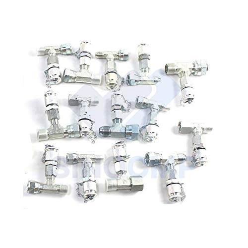 SINOCMP 14PCS Tee Fittings Connector Set Tees Hydrulic Tee Connector ...