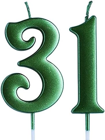 Amazon.com: Green 31st Birthday Candle, Number 31 Years Old Candles ...