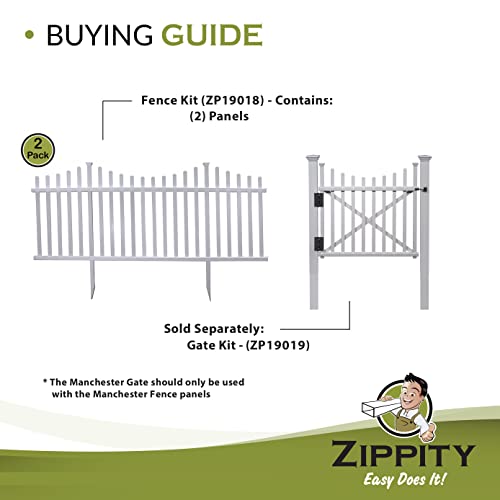 Zippity Outdoor Products ZP19018 (2 Panel) Vinyl Picket Kit, Manchester ...
