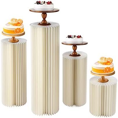 Amazon.com: Foldable Paper Columns 4 Pcs Display Pedestals, Cream White ...