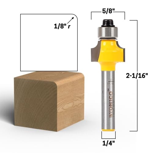 Yonico Roundover Router Bits Edge Forming 1/8-Inch Radius 1/4-Inch ...