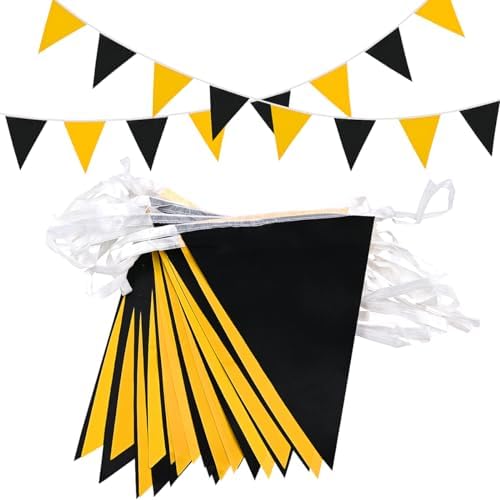 Topeedy 20M Yellow Bunting Flags Party Decoration,40pcs Reusable Yellow ...
