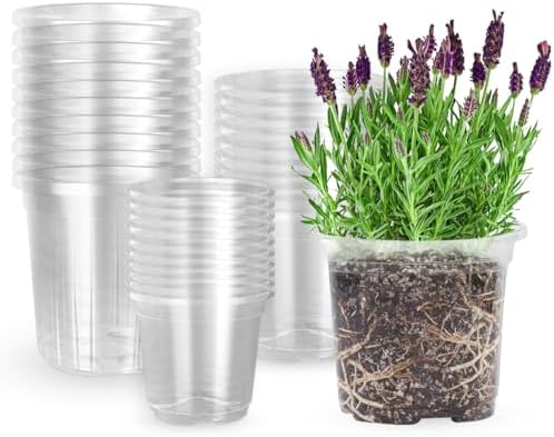 Amazon.com: OUPSAUI 20 Pack 5 Inch Clear Nursery Pots for Plants, Clear ...