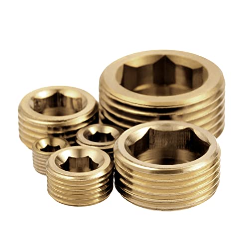 Snapklik.com : ANPTGHT 1/2 NPT Plug Brass Pipe Fitting, Counter Sunk ...