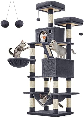 PEQULTI Cat Tree, [70.9"=180cm] Large Cat Tree for Indoor Cats, Tall ...