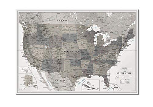 Amazon.com: USA Map Pin Board Poster | US Pin Map for travellers ...
