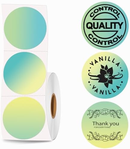 Amazon.com : Hybsk 2" Round Holographic Silver Thermal Labels Rainbow ...
