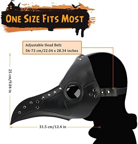 Wikay Plague Doctor Bird Mask, Long Nose Beak Cosplay Steampunk Leather ...