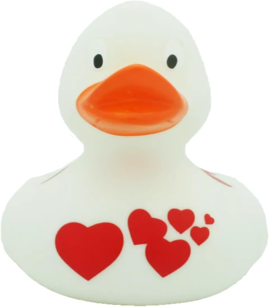 Amazon.com : Valentine's Day Rubber Duck, 3 Inch White with Red Hearts ...