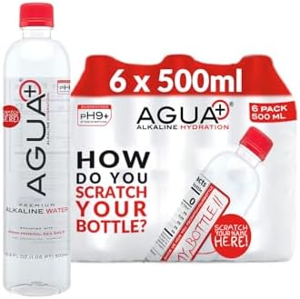 Amazon.com: Agua Plus pH9+ Alkaline - 16.9 fl oz (500mL) Bottle ...