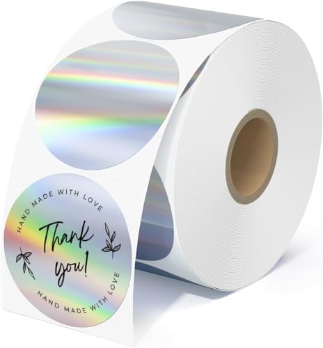 MUNBYN Holographic Silver Thermal Sticker Labels Round Stickers Circle ...
