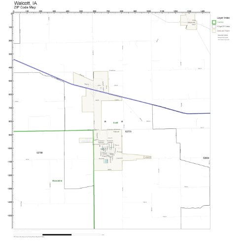 ZIP Code Wall Map of Walcott, IA ZIP Code Map Laminated: Amazon.com ...
