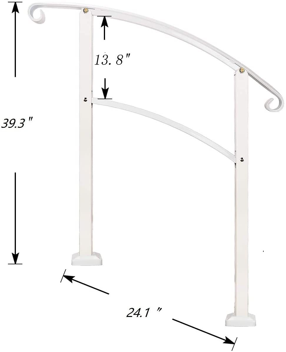 Atemou Transitional Handrail 3-Step Handrail Fits 1 or 3 Steps Black ...