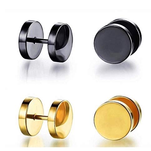 Buy NIMZ Mens Jewellery Valentine Multi Golden Silver Dumbells Stud ...