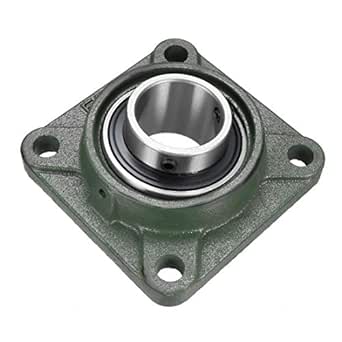 uxcell UCF210 Square Flanged Pillow Block Bearing, 50mm Bore Diameter, Cast Iron/Chrome Steel ...