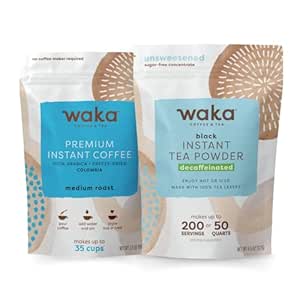 Amazon.com : Waka Premium Instant Coffe & Tea Bundle & Save — No Sugar ...