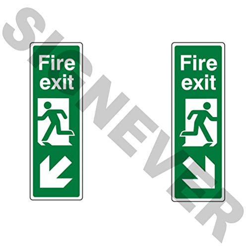 SIGN EVER Fire Exit Run Down Side Arrow Combo Sign Boards For Office ...