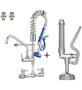 Commercial Faucet with Sprayer for Kitchen Cook : Akwadu Wall Mount ...