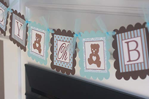 Amazon.com: Teddy Bear Boy Baby Shower"Boy oh Boy" Baby Blue/Brown ...